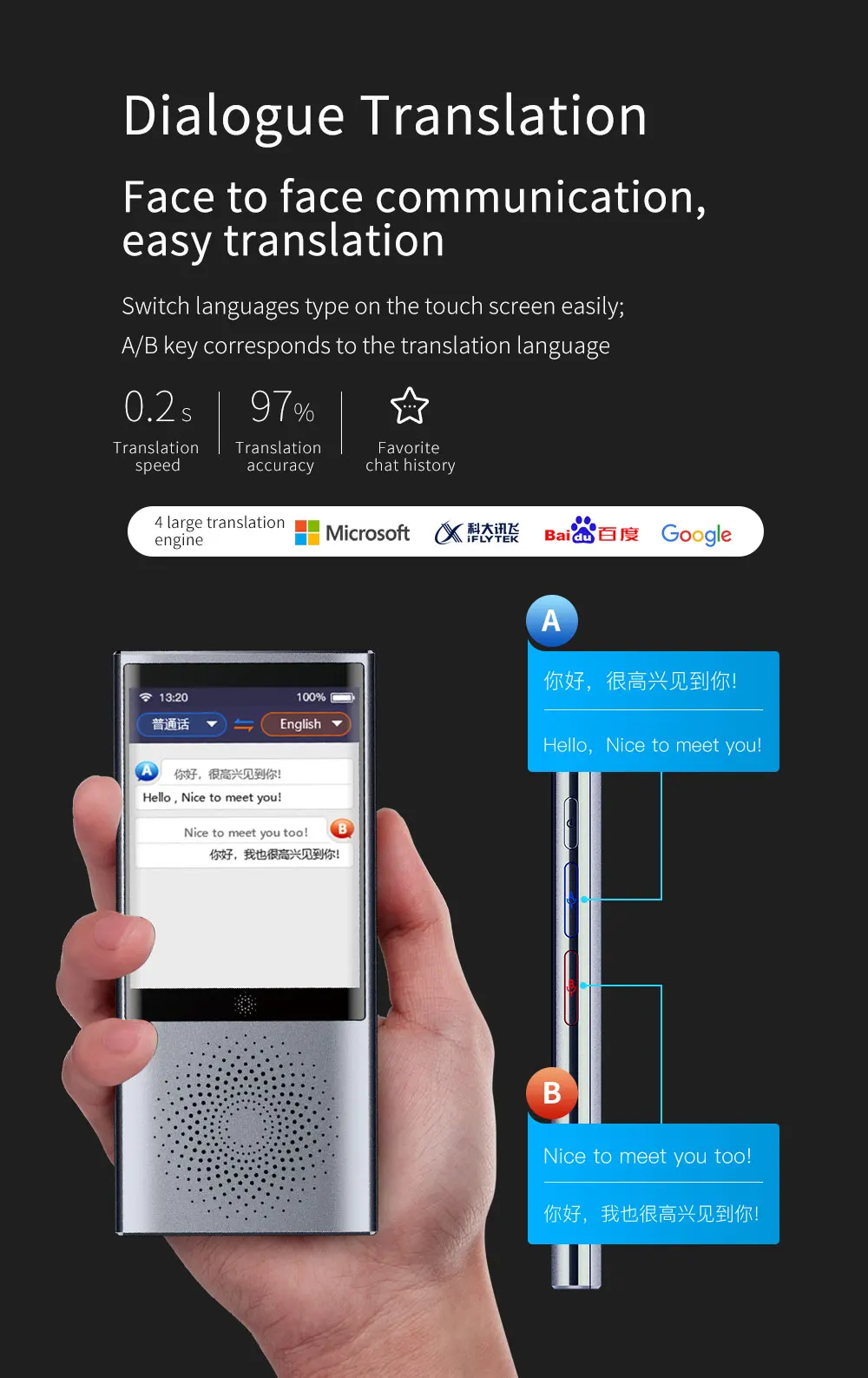 Ai Intelligent Voice Translator For Trip And Business Support Wifi And ...