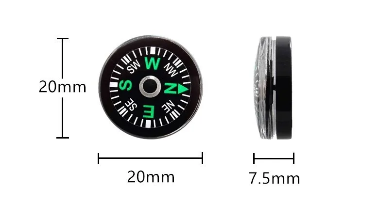 18mm 20mm 25mm 30mm 35mm Round Plastic Mini Compass for Hiking and Camping