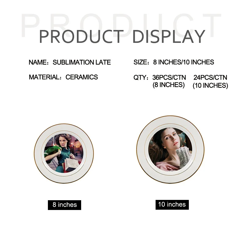 10inch Gold Rim Sublimation Blank Ceramic Plate Factory