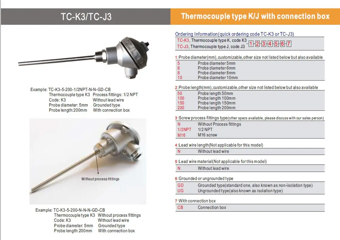 High Quality 1200c 1300c Rtd K Type Thermocouple 1000 Celsius Degree ...