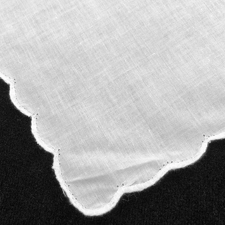 100% Cotton Wedding White Ladies'handkerchief Custom Hanky Scallop Edge ...
