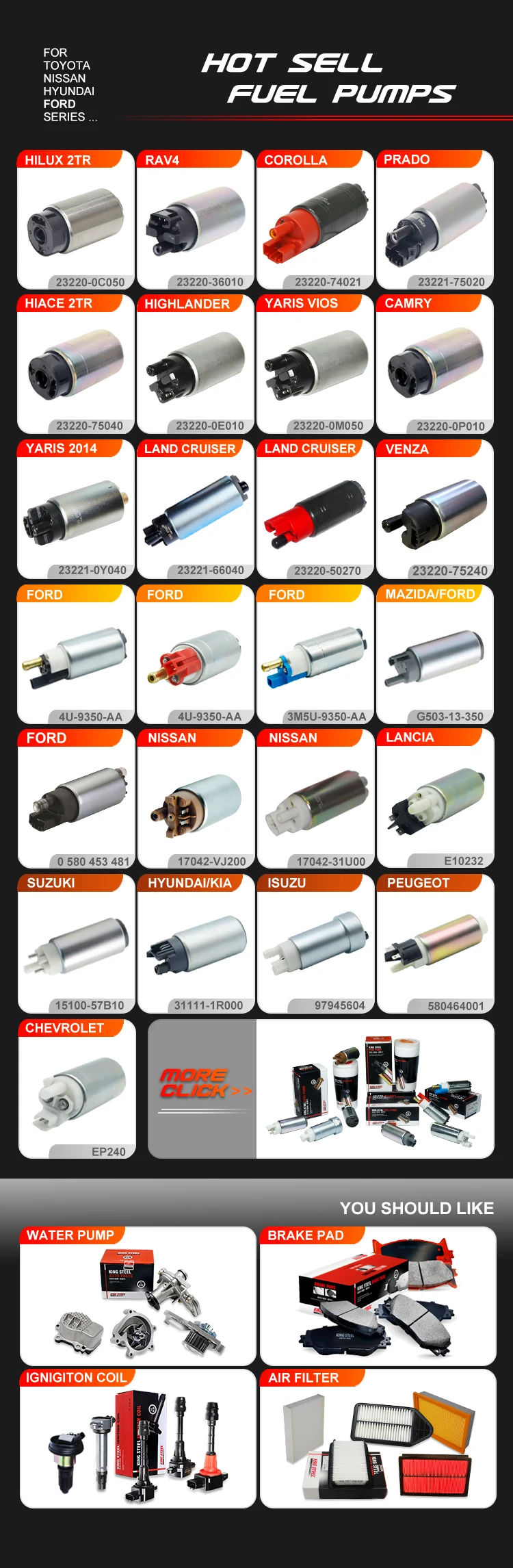 KINGSTEEL High Performance OEM 23220-50270 Electric Car Fuel Pump for ...