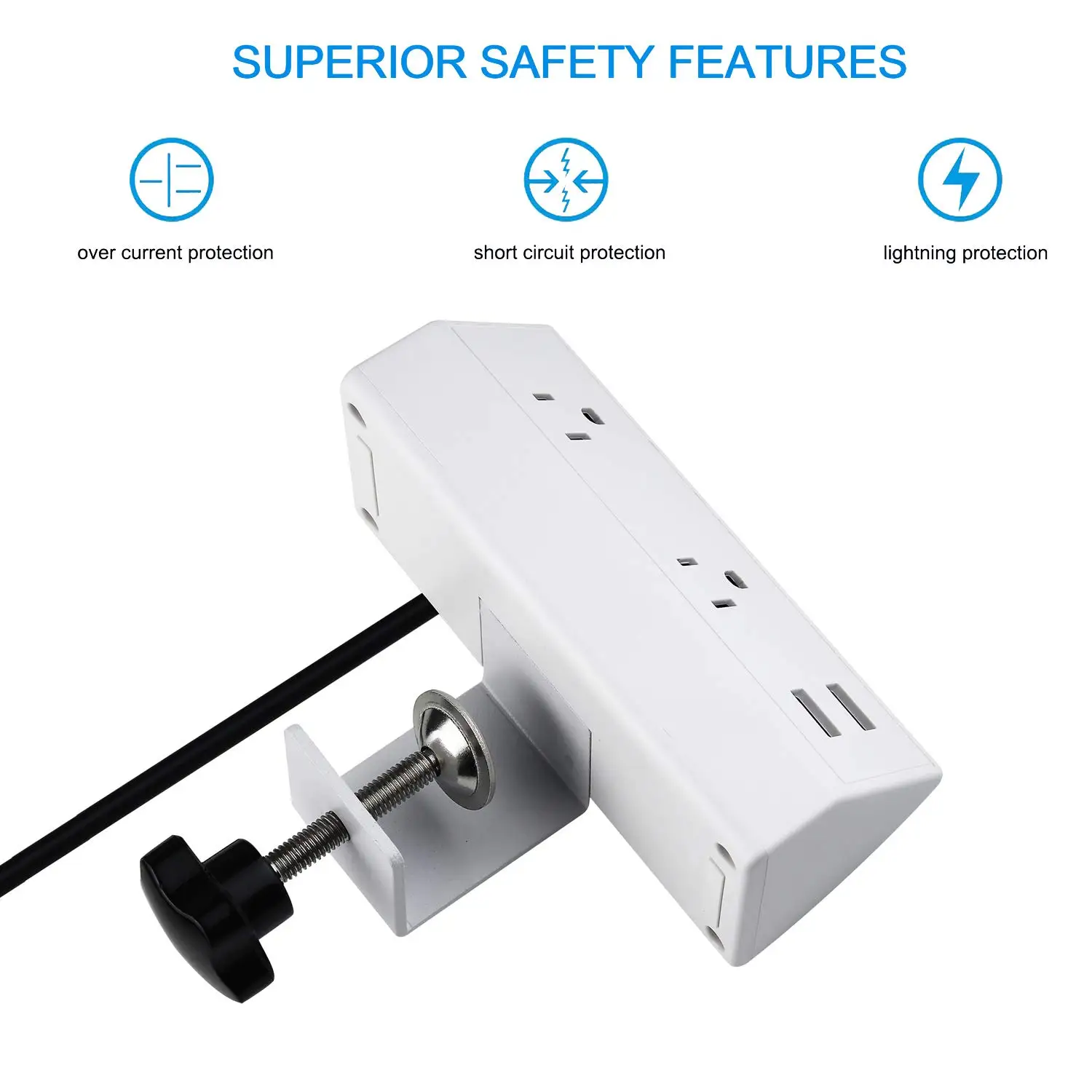 Office Table Surface Mounted Us Power Strip Usb Socket/removable Clamp ...