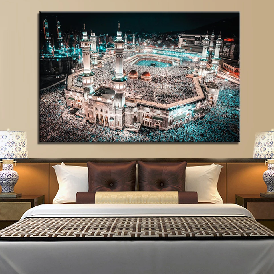 Custom Posters Prints Mecca Islamic Landscape Canvas Wall Decorations ...