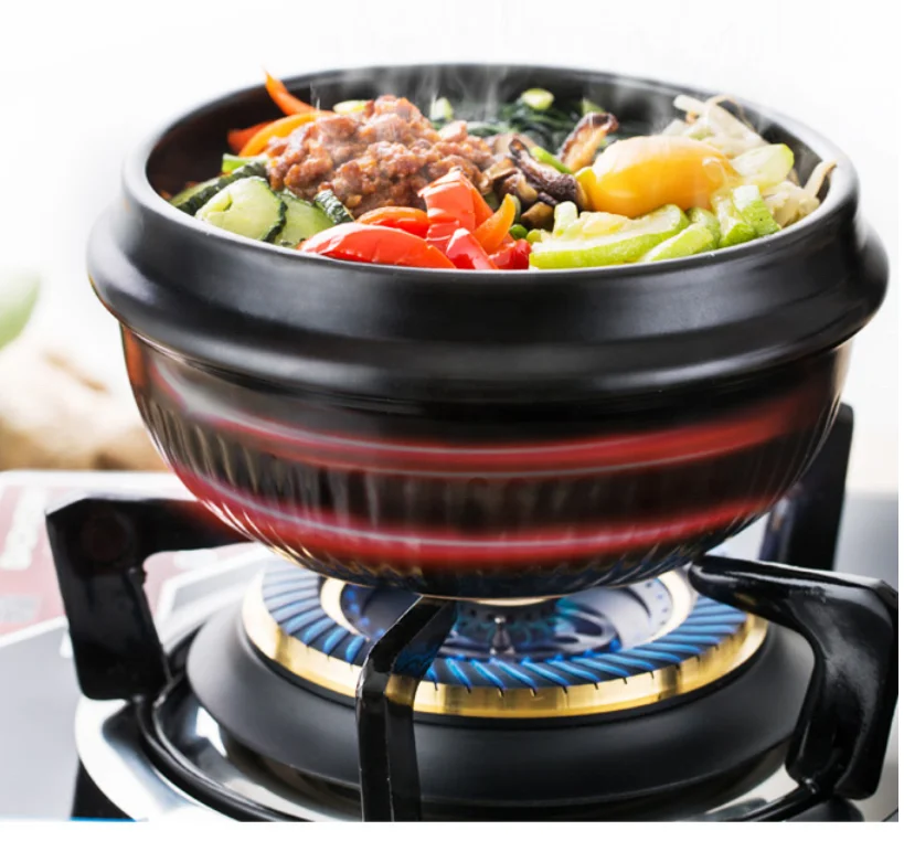 Crazy Korean Stone Dolsot Bowl Sizzling Cooking Pot with Tray & Clamp ...