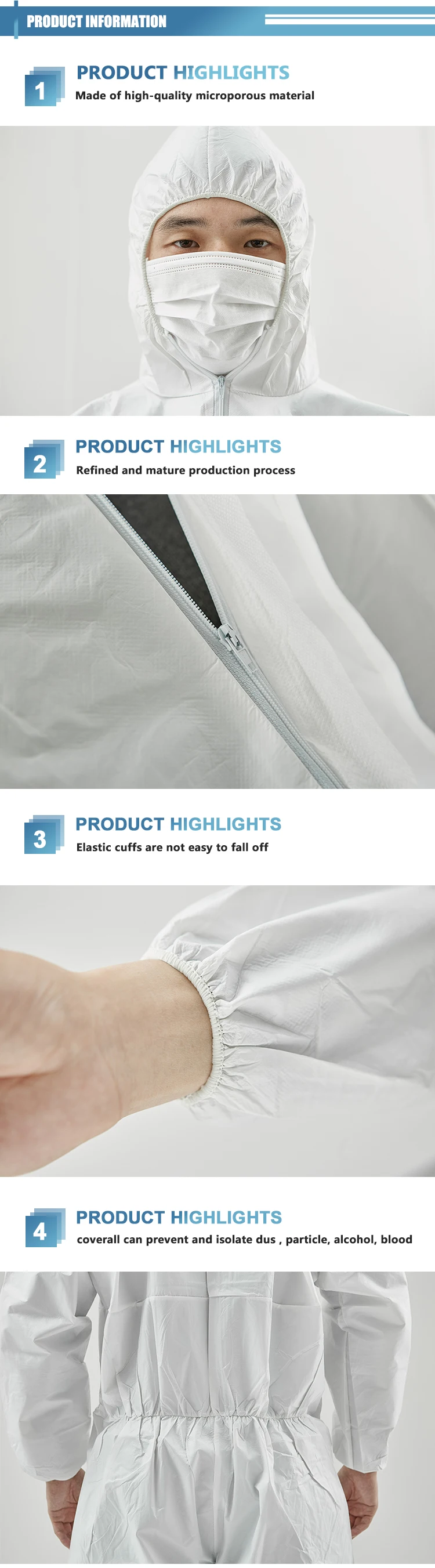 Ppe Coverall Working Uniform Chemical Protection Coverall With Hood ...