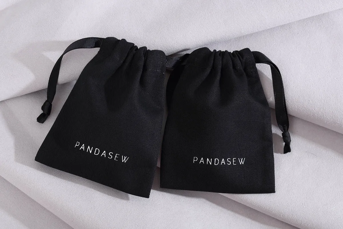 Pandasew 3 X 4 Inch Black Muslin Calico Drawstring Bag Custom Logo ...