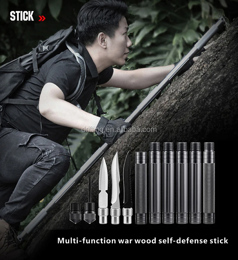Trekking Pole Ultralight Aluminum Telescopic Pole Self-defense Stick ...