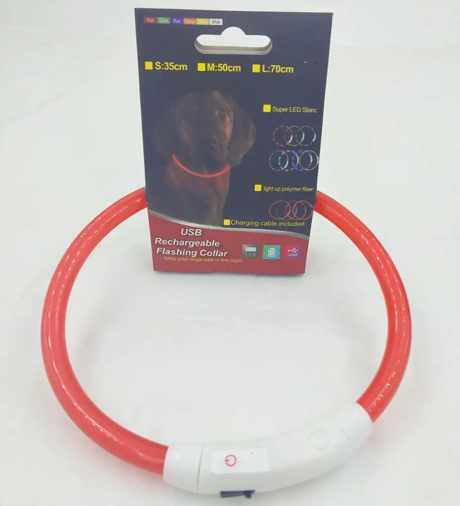 Usb Charging Adjustable Pet Dog Collar Led Rechargeable Night Flashing ...