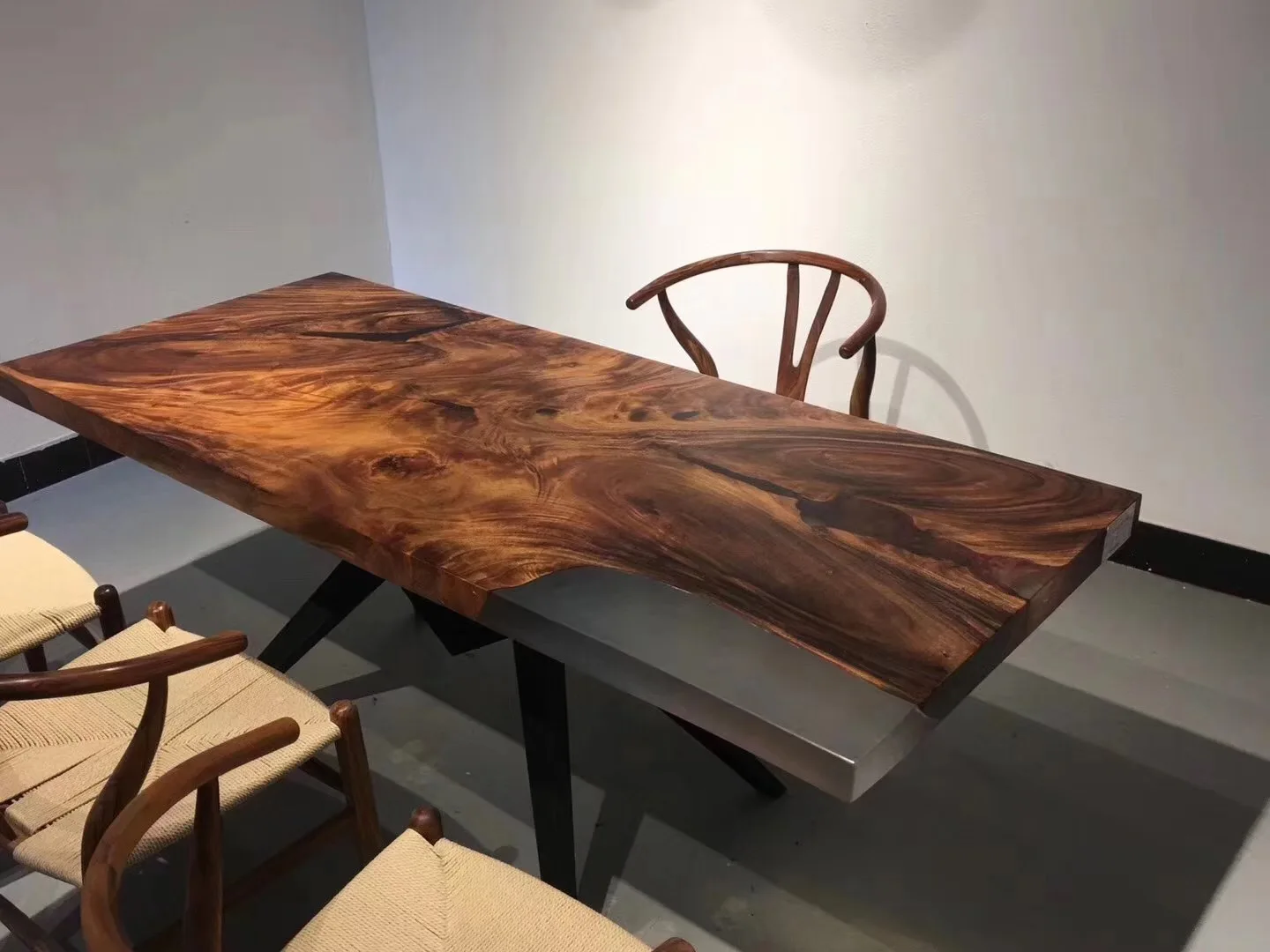 Large Size Irregular Wood Table - Solid Walnut Dining Slab