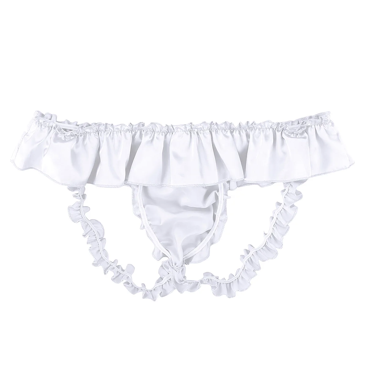 Mens Sissy Soft Satin Sexy Lingeries Set Bikini Bra Top Open Back