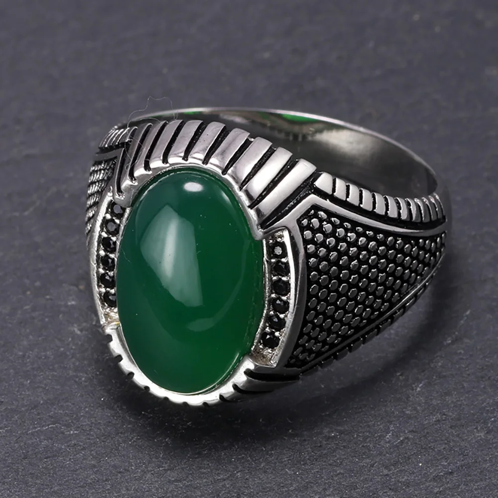 Red Green Color Natural Stone Jewelry Men Rings 925 Silver Turkish ...