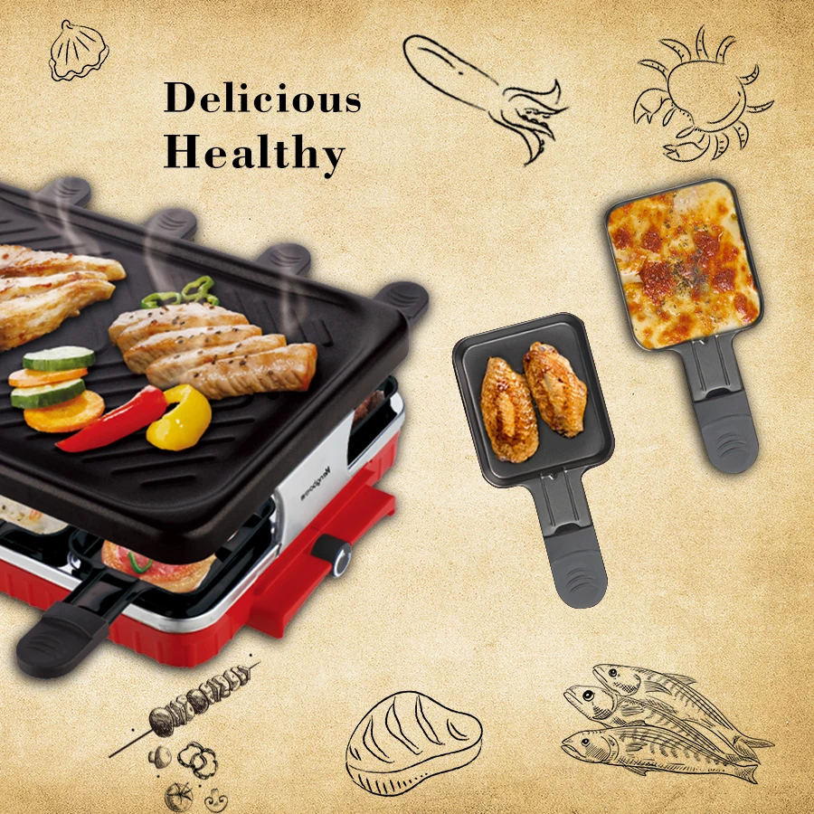 Raclette Grill Indoor Barbecue Griddle With Non-stick Coating Grill ...