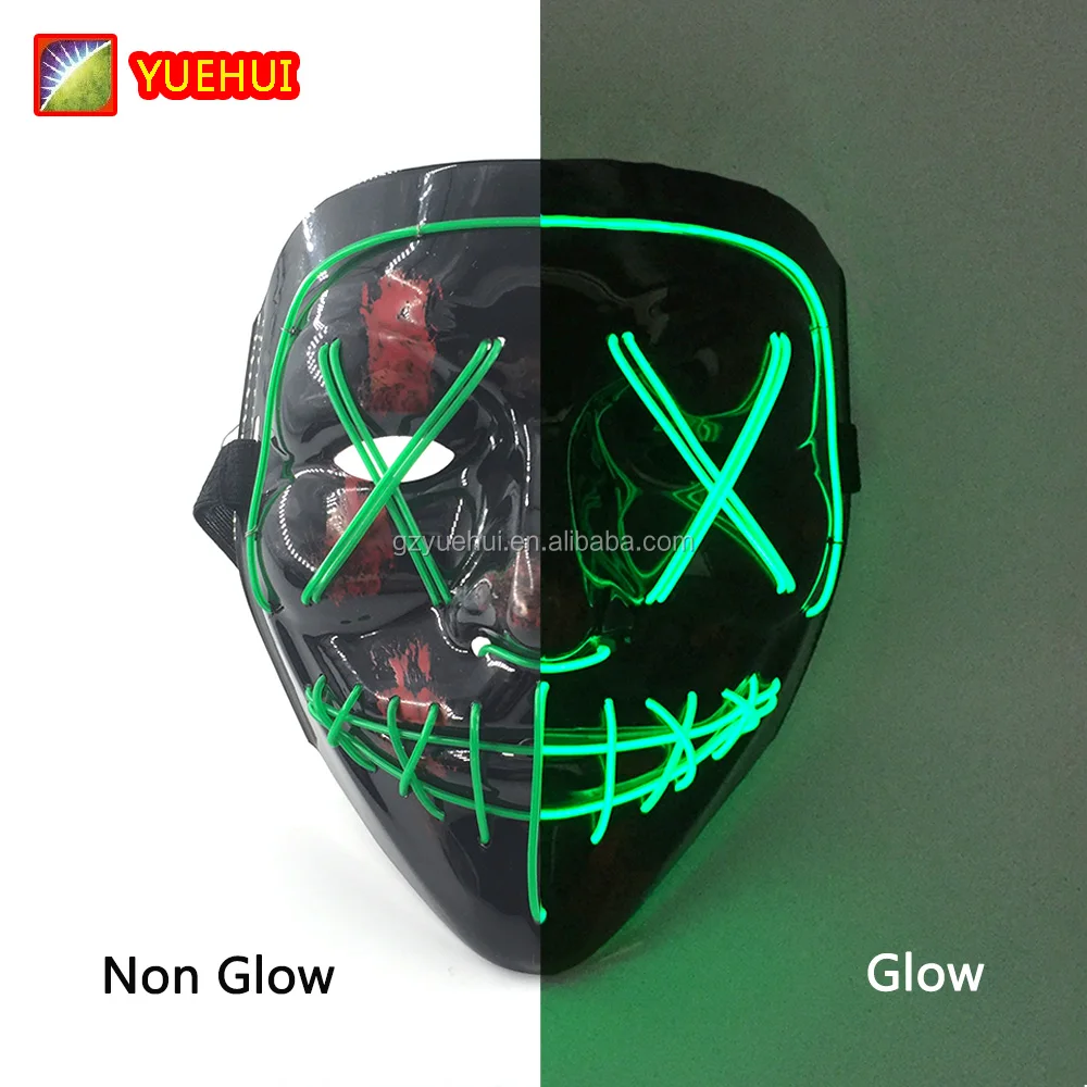 New El Wire Purge Mask Easter Neon Led Light Up Fancy Purge Rave Mask ...
