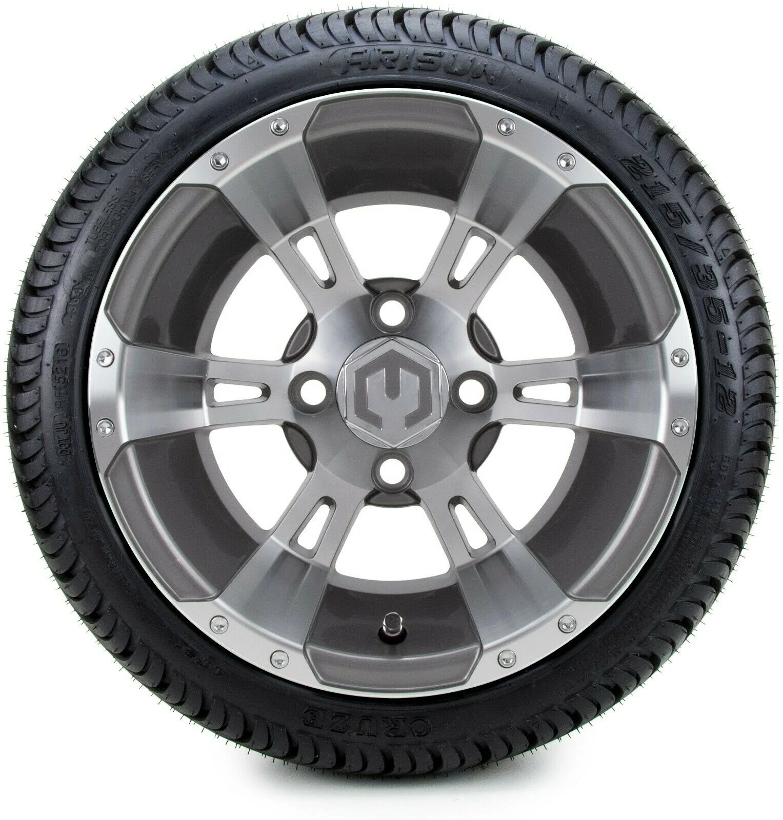 12" Ambush Gunmetal Golf Cart Wheels and Tires (215-35-12) - Set of 4