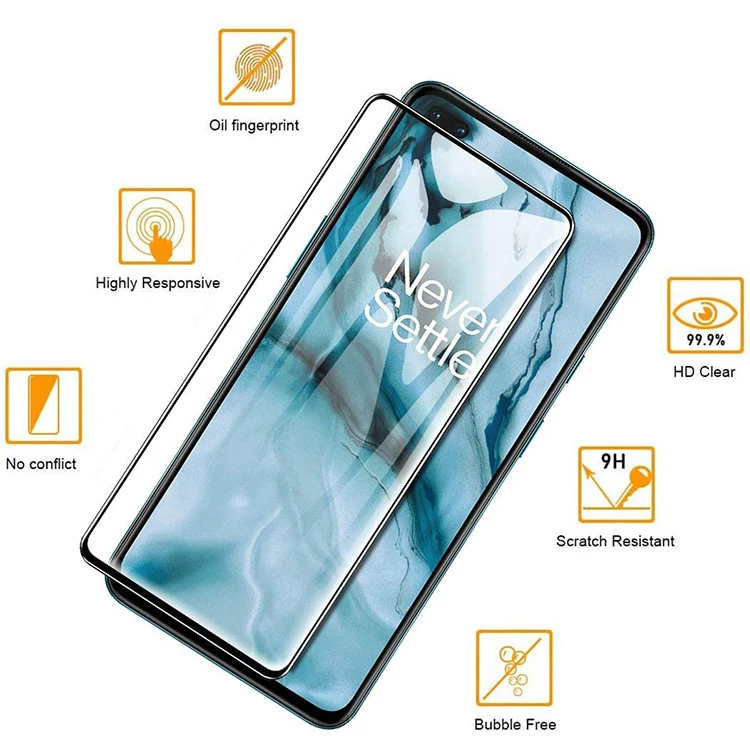 For Oneplus Nord Screen Protector,9d Full Glue Tempered Glass Screen ...