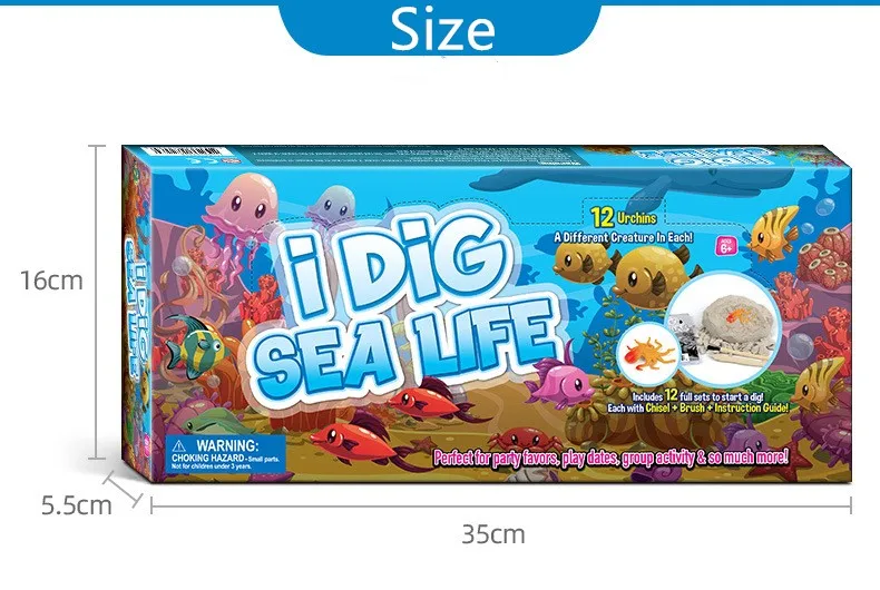 12pcs Ocean Animal Dig Excavation Kit Sea Life Dig Kit Excavation Stem ...