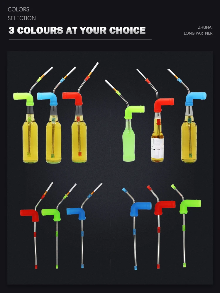 Custom Color Beer Snorkel Bottle - Fun & Non-toxic