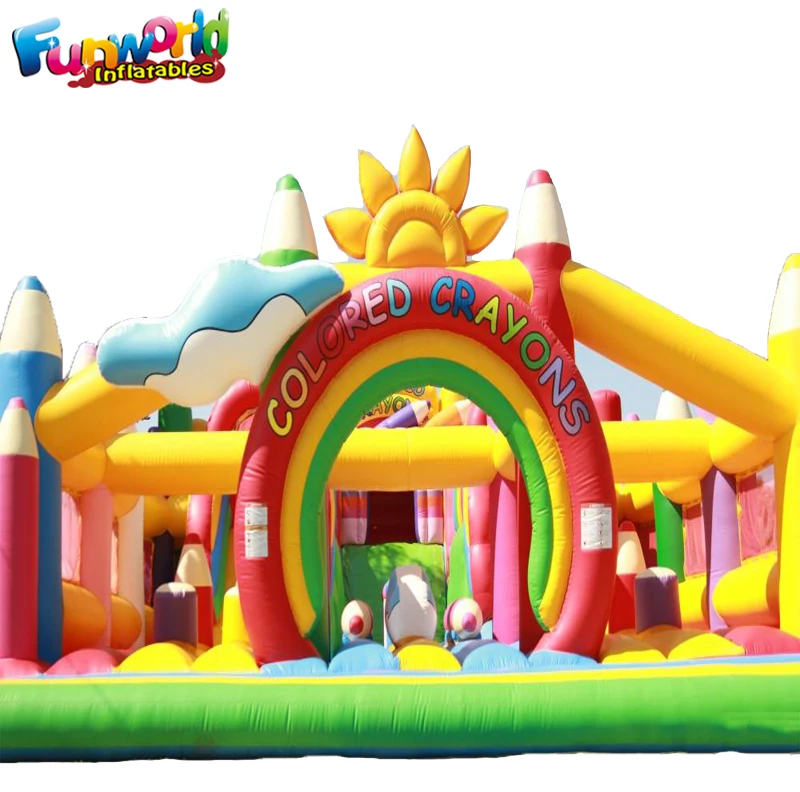 Giant Outdoor Integrated Crayons Anime Amusement Inflatable Theme Park ...