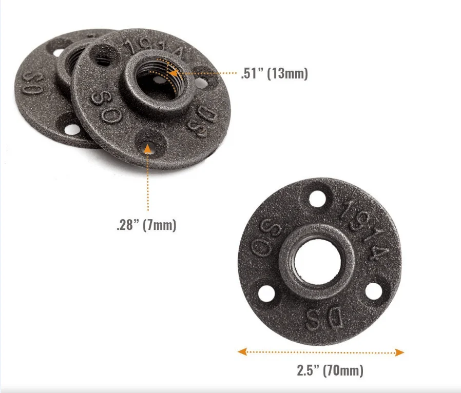 Cast Iron Flanges Thread Bsp Malleable Iron 1/2" 3/4" 3 Hole Flange ...