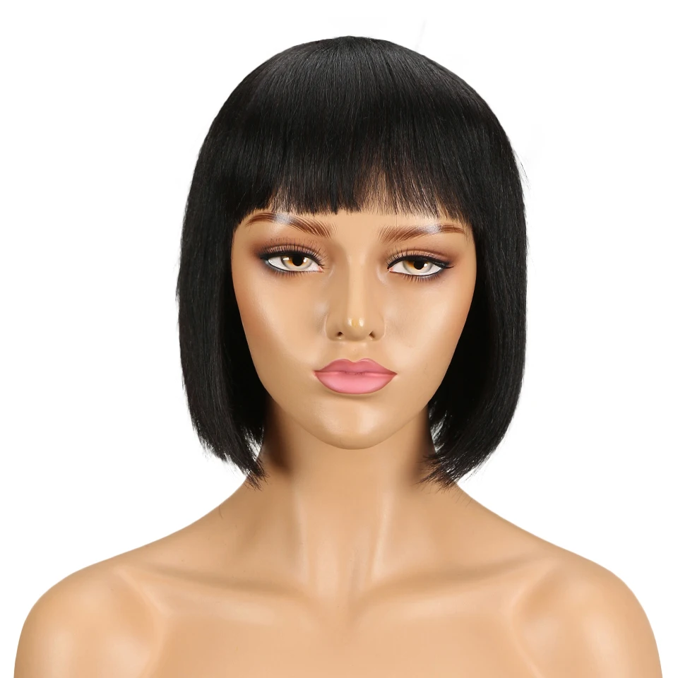 Ombre Color Short Pixie Cut Bob Wig Peruvian Remy Straight Cute Human ...