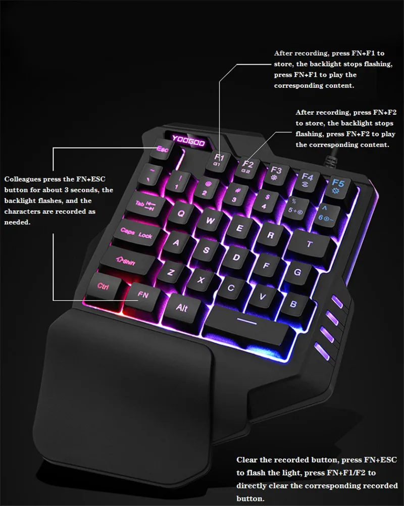 G92 One-handed Keyboard Colorful Rgb Backlight Non-mechanical 35 Key ...