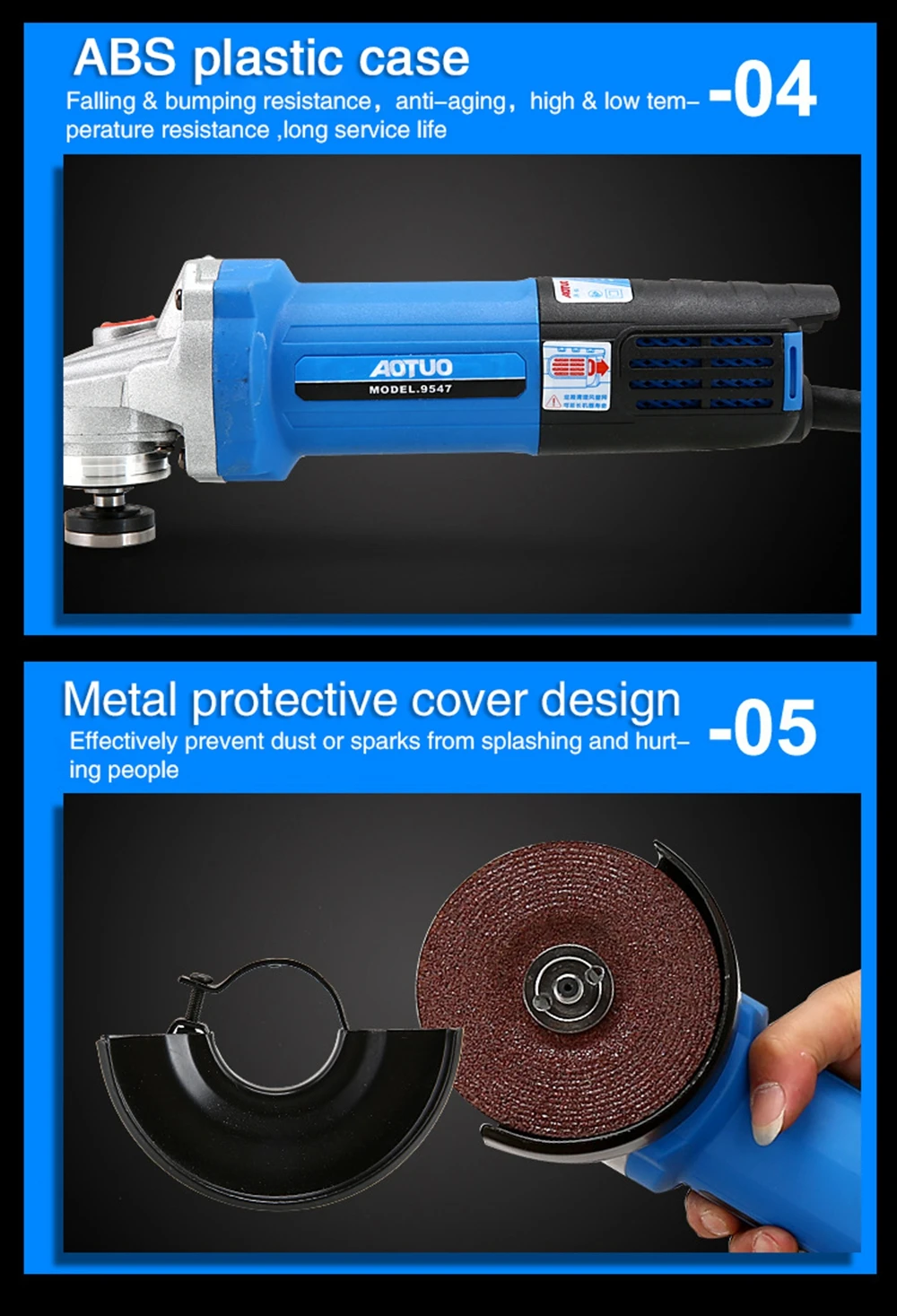 220V Angle Grinder 700W Angular Power Tool Grinding Metal Wood Cutting ...