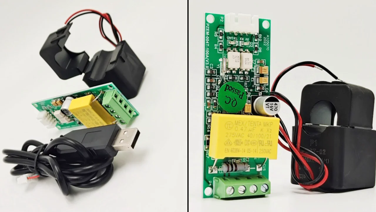 มิเตอร์วัดกำลังไฟฟ้า Pzem-004t 3.0เฟสเดียว Ttl Ac โวลต์มิเตอร์แอมแปร์ ...