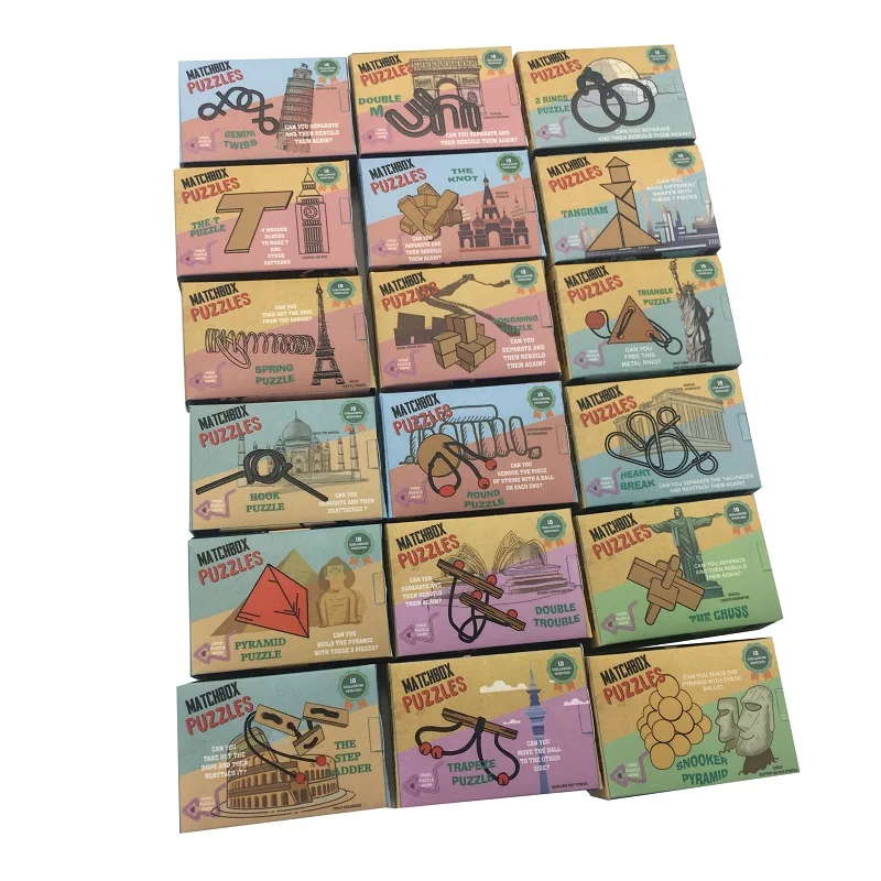 Mini Wooden and Metal Brain Teaser Game - Educational Puzzle