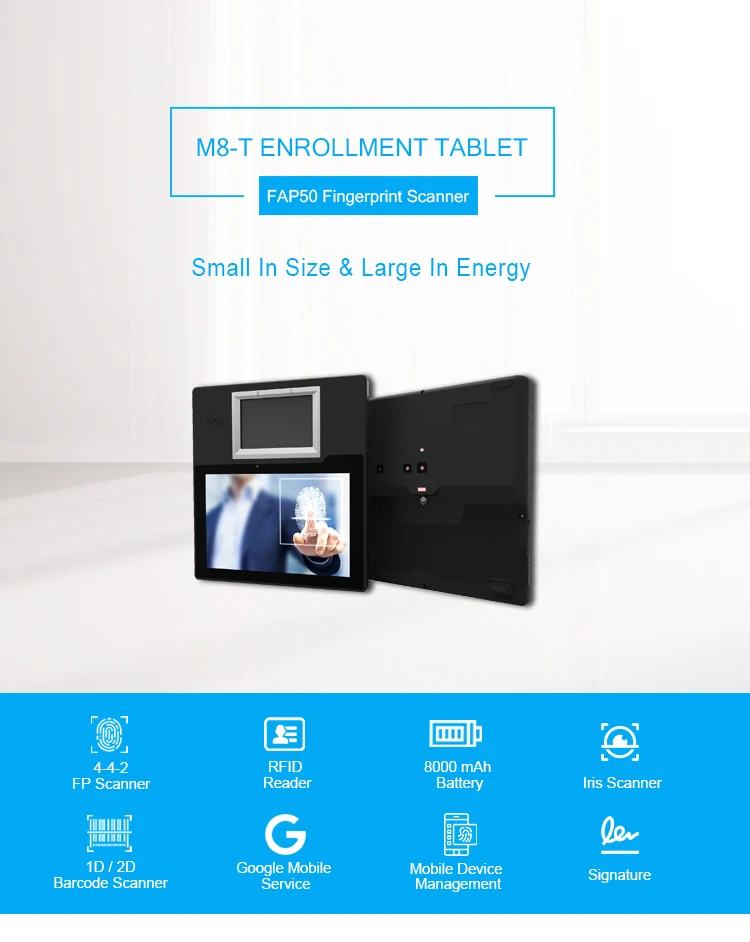 M8-t Fingerprint Enrollment Tablet Scanner For Biometric Voter ...
