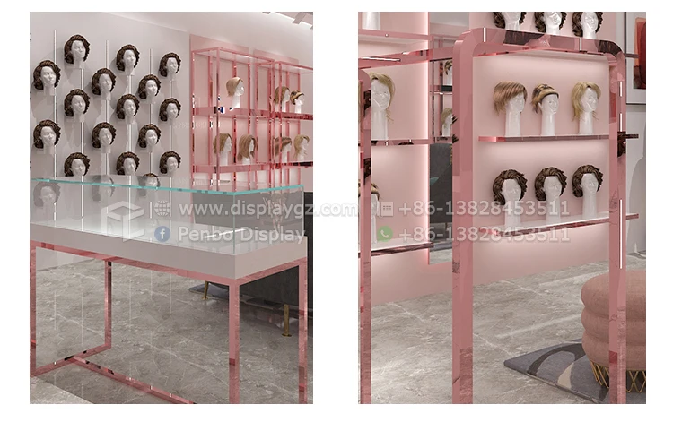 Penbo Display - Modern Wig Showcase for Retail Beauty Shop