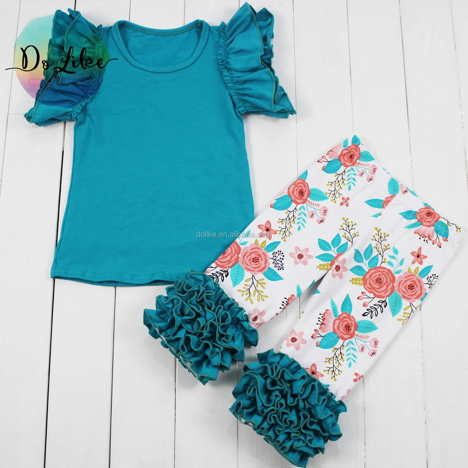 Baby Flutter Tank Top Set Kids Icing Ruffle Legging Floral Bulk ...