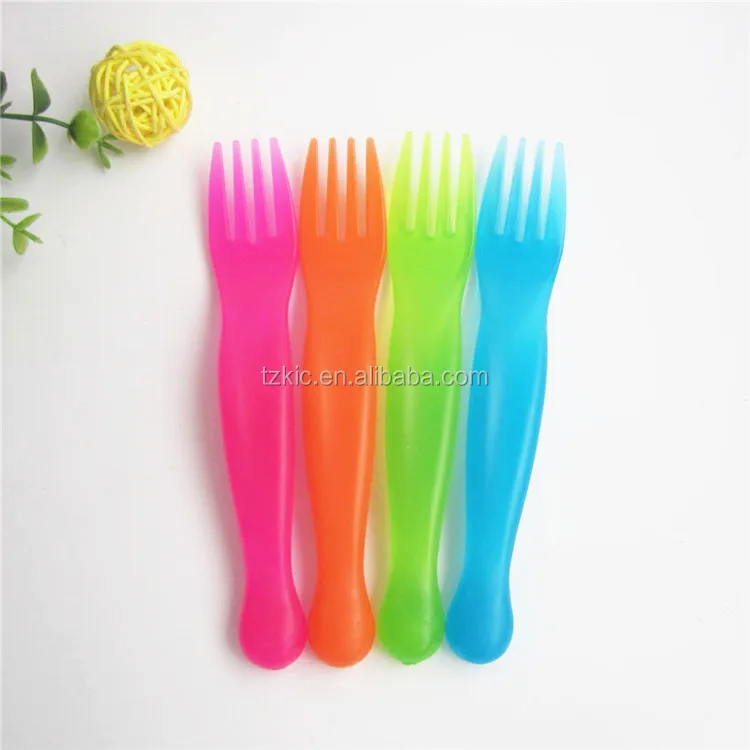 KIDS CHILDREN CUTLERY - Colorful Plastic Spoon with Fork