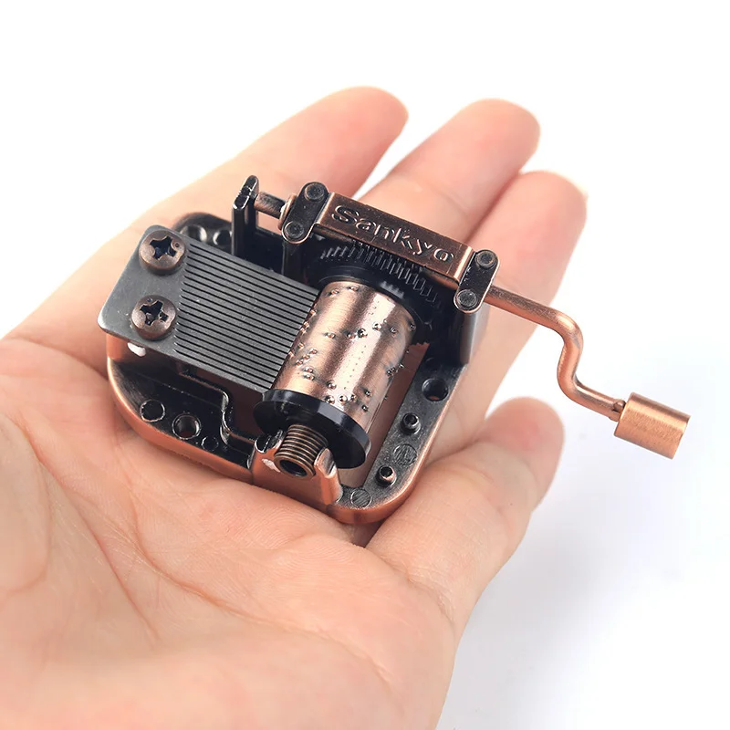 Custom Hand Crank Music Box Movement - Sankyo Silver Plated