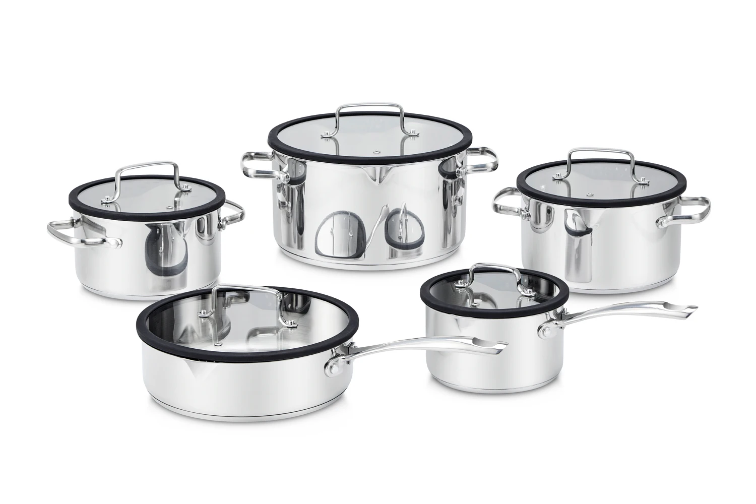 New Design Stainless Steel Cookware Silicone Draining Glass Lid Cooking ...