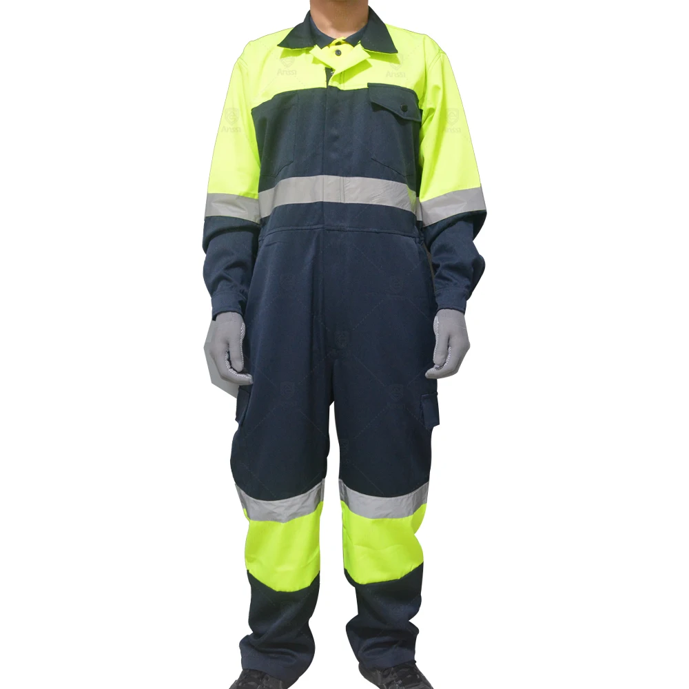 High Visibility Yellow Safety Work Overalls Mens Security Coveralls ...