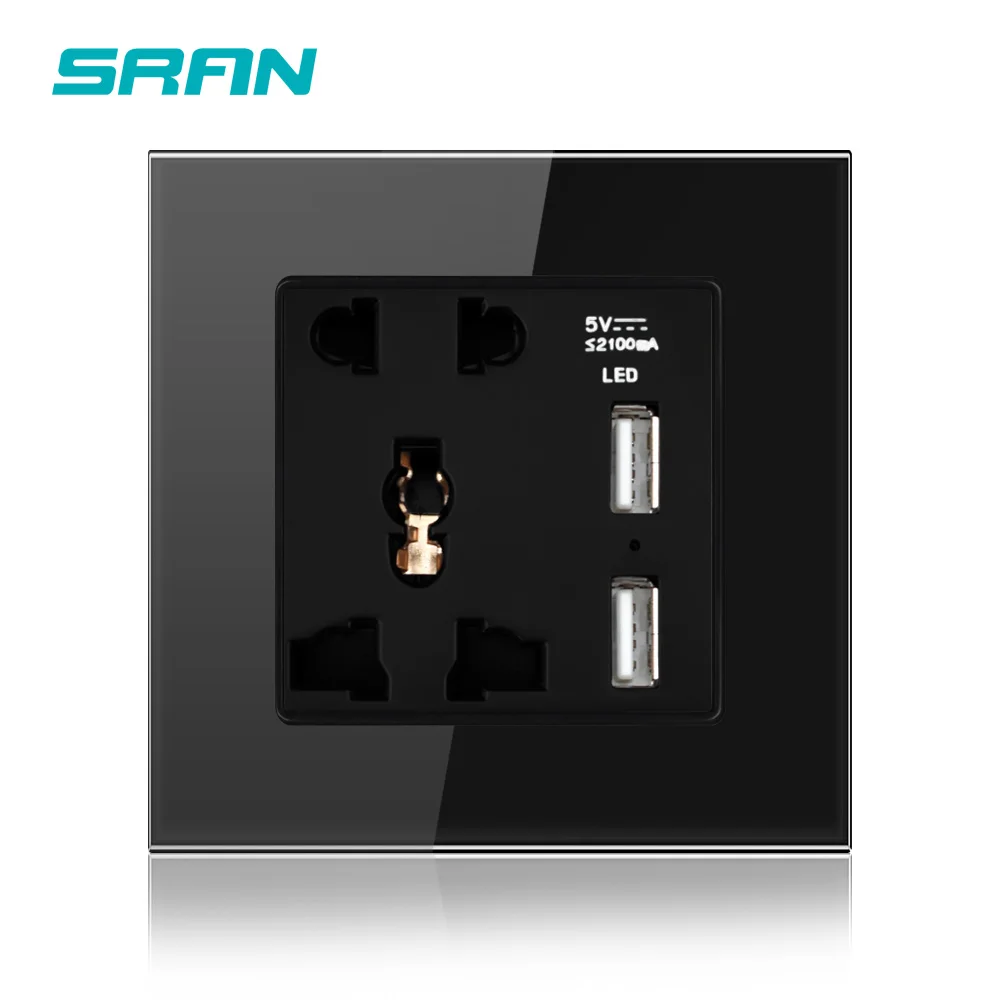 SRAN Universal Socket - Smart 5 Pin Wall Outlet with USB