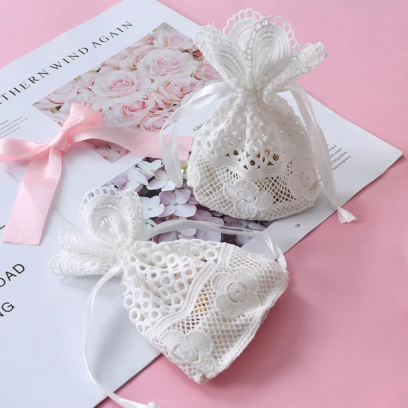 10*14cm White Small Hole Lace Pouch Bag Jewelry Storage Bag Milk Silk ...