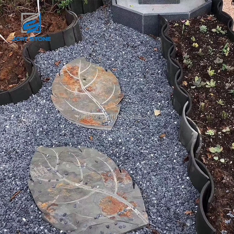 Natural Rustic Slate Leaf Shape Stepper Stone For Outside Garden And ...