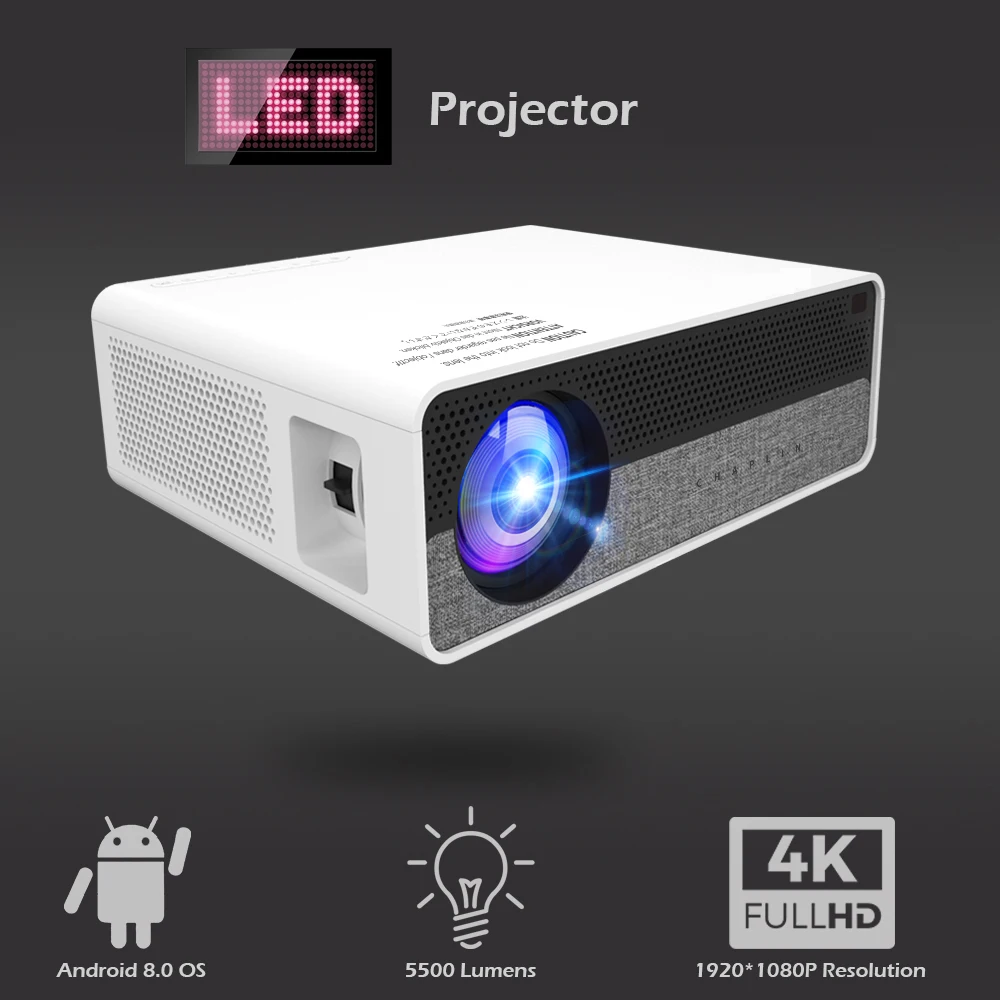 [lazada Hot Projector]5500 Lumens Android 8.0 Smart Led Native 1080p ...