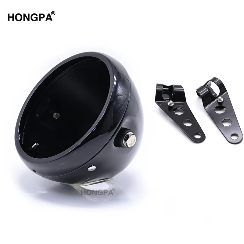 Black/chrome 6.5 Inch Headlight Holder Motorcycle Housing Bucket 6.5 ...