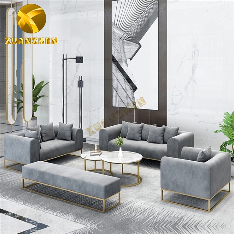 Luxury Living Room Sofas - Modern Metal Sofa Set SF013