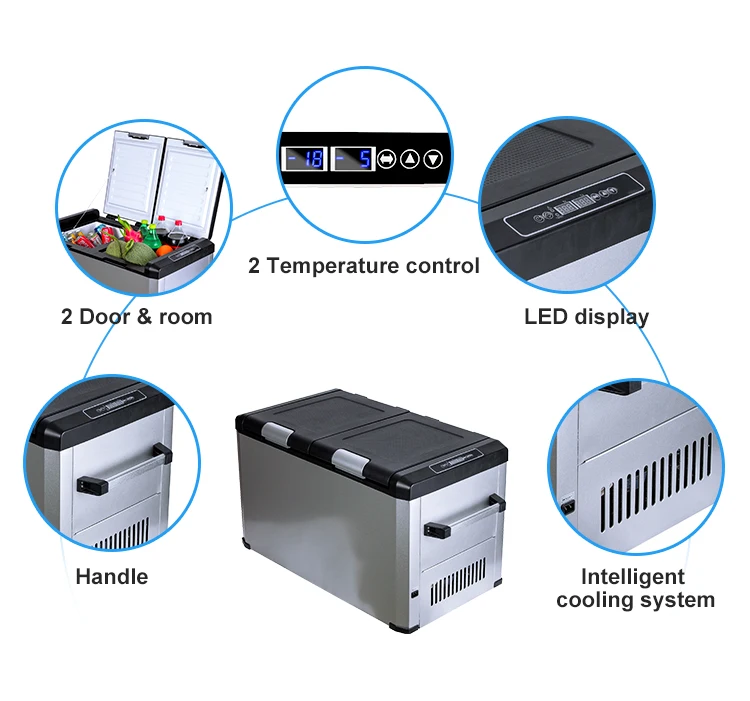 80L portable freezer dual zone dual temperature control fridge 12 Volt ...