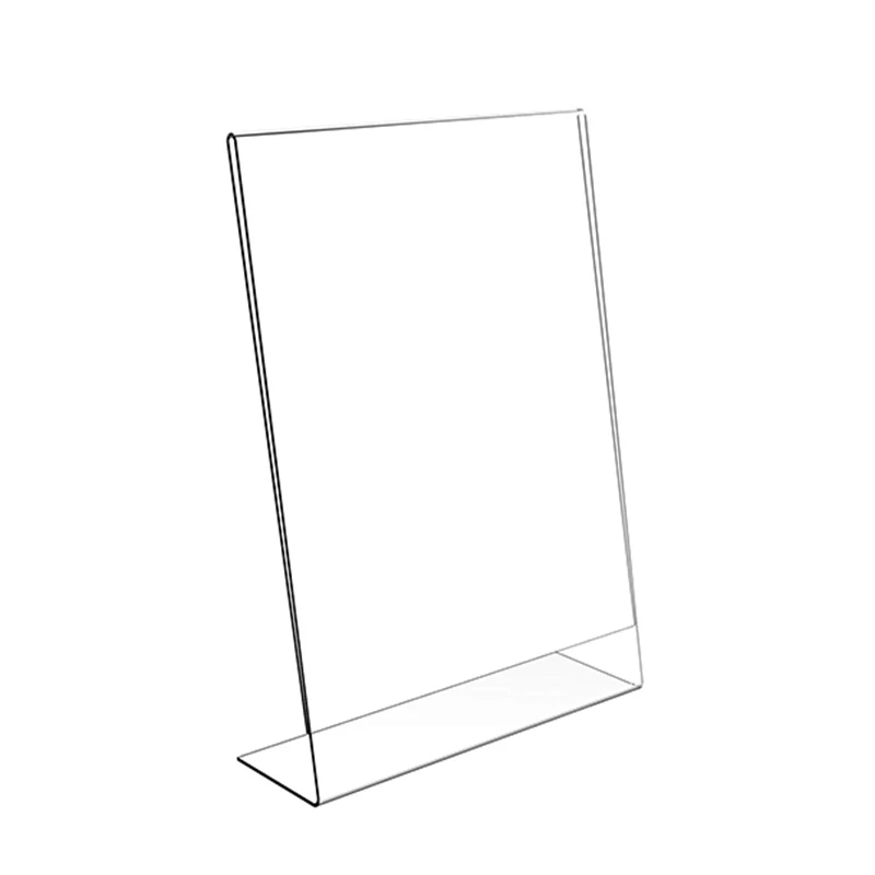 A4 Menu Holder Stand - Clear Slanted L-Shaped Acrylic Sign Holder