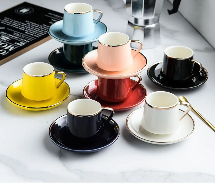 Colorful 100ml & 180ml Ceramic Espresso Cup Set with Boxes