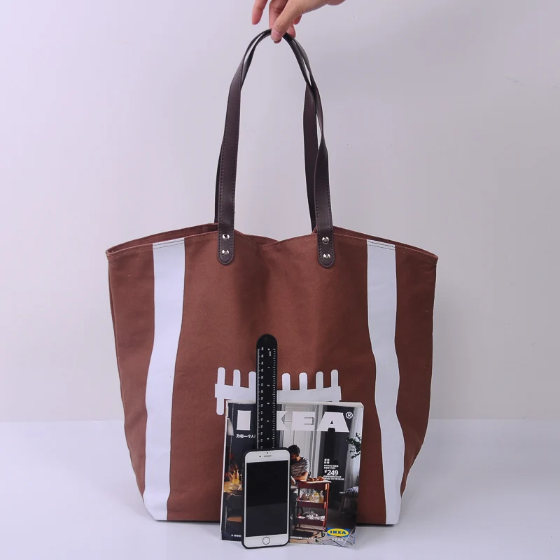 Wholesale Rugby Bag Rugby Sport Bag Cotton Canvas Tote Bag With Pu ...