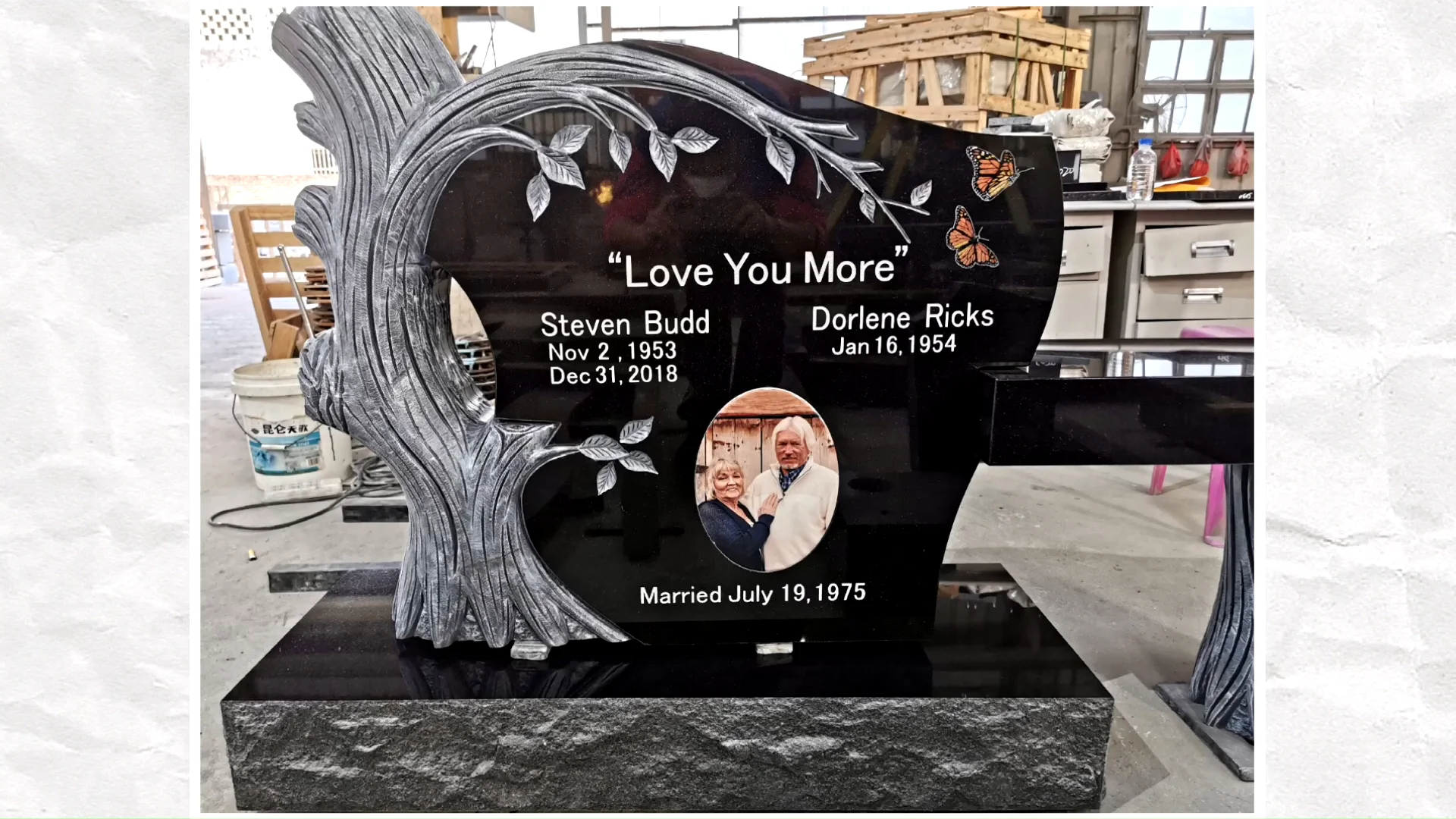 Indian Best Black Granite Modern Tree Shaped Headstone With Bench,Tree ...