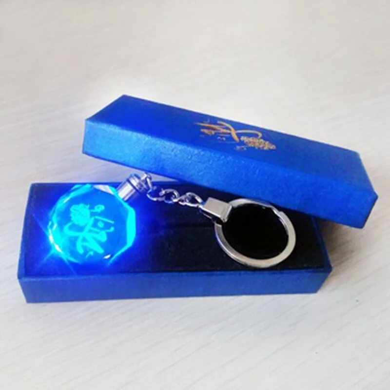 Personalized Crystal LED Keychains - Octagon Rectangle