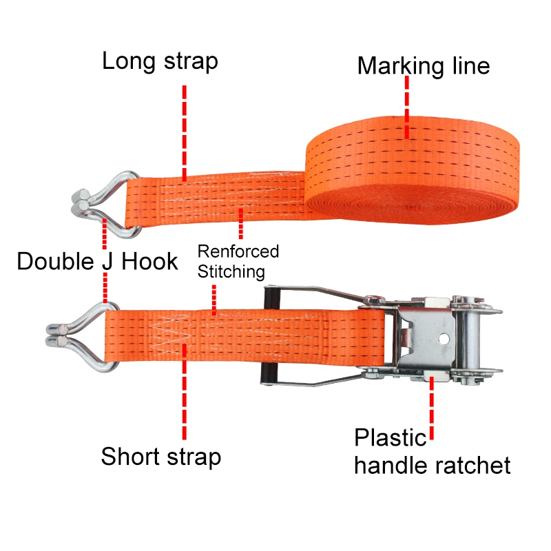 2''5T High Quality Galvanized Cargo Lashing Ratchet Strap