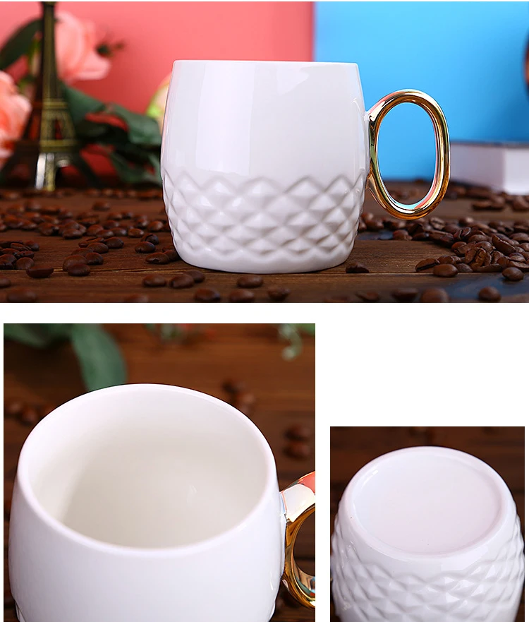 350ml Wholesale Black White Golden Handle Ceramic Coffee Mug - Buy ...